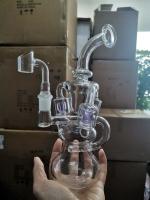China Feb Egg Purple Glass Bong Recycler Water Pipe 12 inch with 14mm Banger for sale