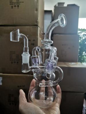China Feb Egg Purple Glass Bong Recycler Water Pipe 12 inch with 14mm Banger for sale