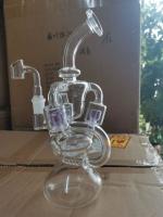 China Feb Egg Purple Glass Bong Recycler Water Pipe 12 inch with 14mm Banger for sale