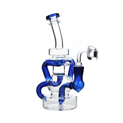 China 8 Inch Borosilicate Glass Bong Dab Oil Rig Recycler Water Pipe with 4mm Quartz Banger for sale
