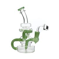China 8 Inch Borosilicate Glass Bong Dab Oil Rig Recycler Water Pipe with 4mm Quartz Banger for sale