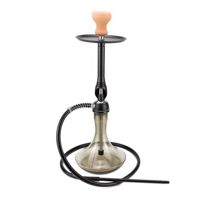China Middle Black Shisha Wookah Cup Aluminum Stem 58cm Glass Base Hookah for sale