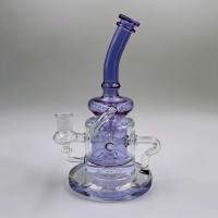 China 9 Inch Glass Water Pipe Recycler Bubbler Oil Rig 14mm Female Joint 4mm Thick for sale