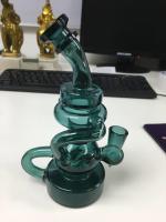 China 9 Inch Glass Water Pipe Recycler Bubbler Oil Rig 14mm Female Joint 4mm Thick for sale