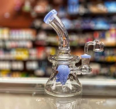 China Rainbow Recycler Dab Oil Rig Glass Water Pipe 6 Inch Mini Heady Bong White for sale