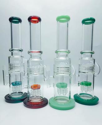 China Exquisite Tree Honeycomb Percolator Glass Water Pipe Bong Oil Rig 31cm for sale