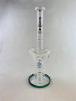 China 18.8mm 16.5 Inch Borosilicate Glass Water Pipe Bong Green Perc Hookah for Dry Herb for sale