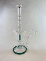 China 18.8mm 16.5 Inch Borosilicate Glass Water Pipe Bong Green Perc Hookah for Dry Herb for sale
