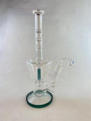 China 18.8mm 16.5 Inch Borosilicate Glass Water Pipe Bong Green Perc Hookah for Dry Herb for sale