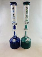 China 14 Inch Double Percolator Glass Water Pipe Bong 5mm Thick Hookah for sale