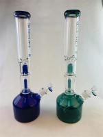 China 14 Inch Double Percolator Glass Water Pipe Bong 5mm Thick Hookah for sale