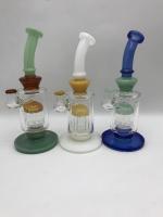 China 8.5 Inch 14mm Bowl Bent Neck Showerhead Perc Fumed Glass Water Pipe for sale
