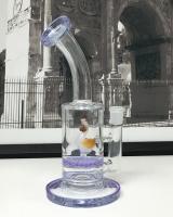 China 6 Inch Perc Ribbed Glass Water Pipe 14mm Bowl Bent Neck Showerhead for sale