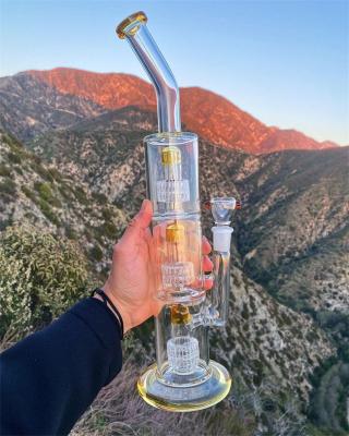 China 16 Inch Tall Triple 8 Arm Percolator Glass Bong 14mm Joint 5mm Thick for sale
