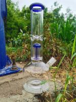 China 5mm Clear Glass Beaker Base Double Spiral Percolator Bongs 14 Inch for sale