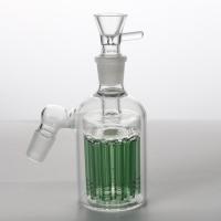 China High Temperature Glass Hookah Ash Catcher 14mm Green Porous 45 Degree Hanging Bottle for sale