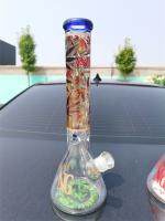 China 18 Inch Borosilicate Glass Water Pipe Recycler with Colorful Downstem and Bowl 4mm Thick for sale