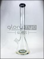 China 12 Inch Glass Hookah Beaker Water Pipe with Ice Pinch Dazzling Thread Design for sale