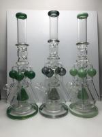China 12.5 Inch Glass Water Pipe Hookah Luminous Beaker Bong 14mm Glass Bowl 4mm Thick for sale