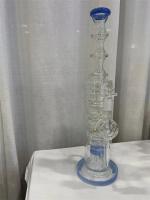 China Recycler Glass Bowl Pipe 14mm Double Bubbler Pipe for sale