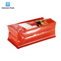China Red Color OPP Gusset Packaging Bag hot pressing Customized Logo for sale