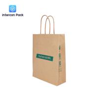 China Logo Printed Promotional Shopping Bag Flexo Printing Kraft Paper Handbags for sale