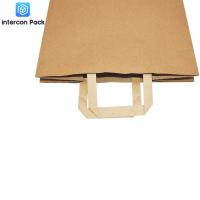 China Brown Kraft Paper Shopping Bags Matt Varnish Offset Printing for sale