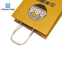 China Customized Kraft Paper Shopping Bags Brown Color Take Away Food Bag for sale