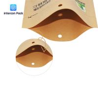China Food Brown Kraft Paper Pouch Aluminum Foil Lined 25x14cm Gravnre Printing for sale