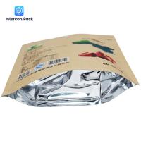 China Food Brown Kraft Paper Pouch Aluminum Foil Lined 25x14cm Gravnre Printing for sale
