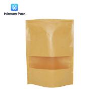 China Resealable Kraft Paper Standup Zipper Pouch Food Grade With Matte Window for sale