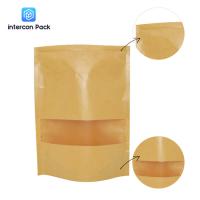 China Resealable Kraft Paper Standup Zipper Pouch Food Grade With Matte Window for sale