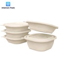 China Ovenable Paper Food Tray With Lid 540ml Sugarcane Bagasse Matrial for sale