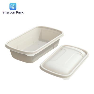 China Bagasse Bamboo Paper Pulp Moulded Trays Disposable Paper Food Container for sale