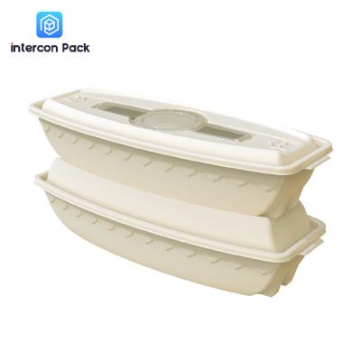 China OEM Paper Pulp Moulded Trays Disposable Compostable Food Trays With Cover for sale