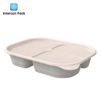 China 3 Compartment Paper Pulp Moulded Trays Compression Molding Sugarcane Bagasse Material for sale