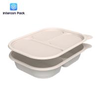 China 3 Compartment Paper Pulp Moulded Trays Compression Molding Sugarcane Bagasse Material for sale
