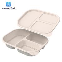 China 3 Compartment Paper Pulp Moulded Trays Compression Molding Sugarcane Bagasse Material for sale