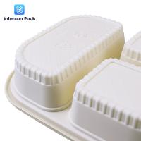 China 3 Compartment Paper Pulp Moulded Trays Compression Molding Sugarcane Bagasse Material for sale