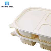 China 3 Compartment Paper Pulp Moulded Trays Compression Molding Sugarcane Bagasse Material for sale