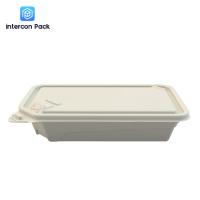China 800ml Paper Pulp Moulded Trays Sugarcane bagasse pulp fiber plant paper with lid for sale