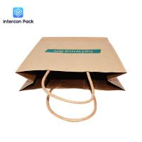 China Shaped CMYK Printed Kraft Paper Bags With Handles And Logo Brown Color for sale