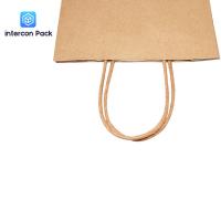 China Shaped CMYK Printed Kraft Paper Bags With Handles And Logo Brown Color for sale