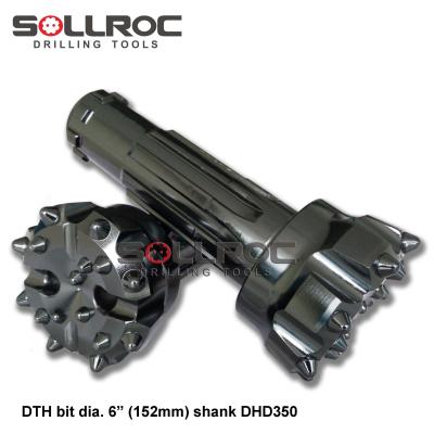 China 6 Inch - 152mm Shank Dth Bits DHD360 Black High Air Pressure For Mining for sale