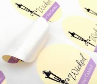 China AQU Varnish Self Adhesive Logo Pantone CMYK Label Sticker Rolls for sale