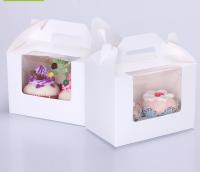 China Recycled 400gsm FBB Mini Cake Box With Handle Custom Color for sale