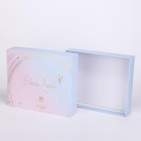 China Custom Luxury Apparel Boxes 300gsm Art Paper Hot Stamping Pink Blue Gift Packaging for sale