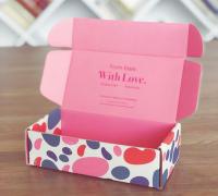 China Custom Logo Pink Corrugated Mailing Boxes 300gsm FBB 2mm Thick Kraft Paper Packaging for sale
