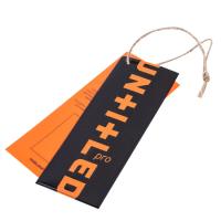China Custom C1S Coated Paper Embossed Swing Tags Eco Friendly for Garment Shirt Shoes Bags 300gsm for sale