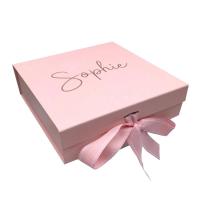China CMYK Pink Gift Packing Boxes With Ribbon for sale